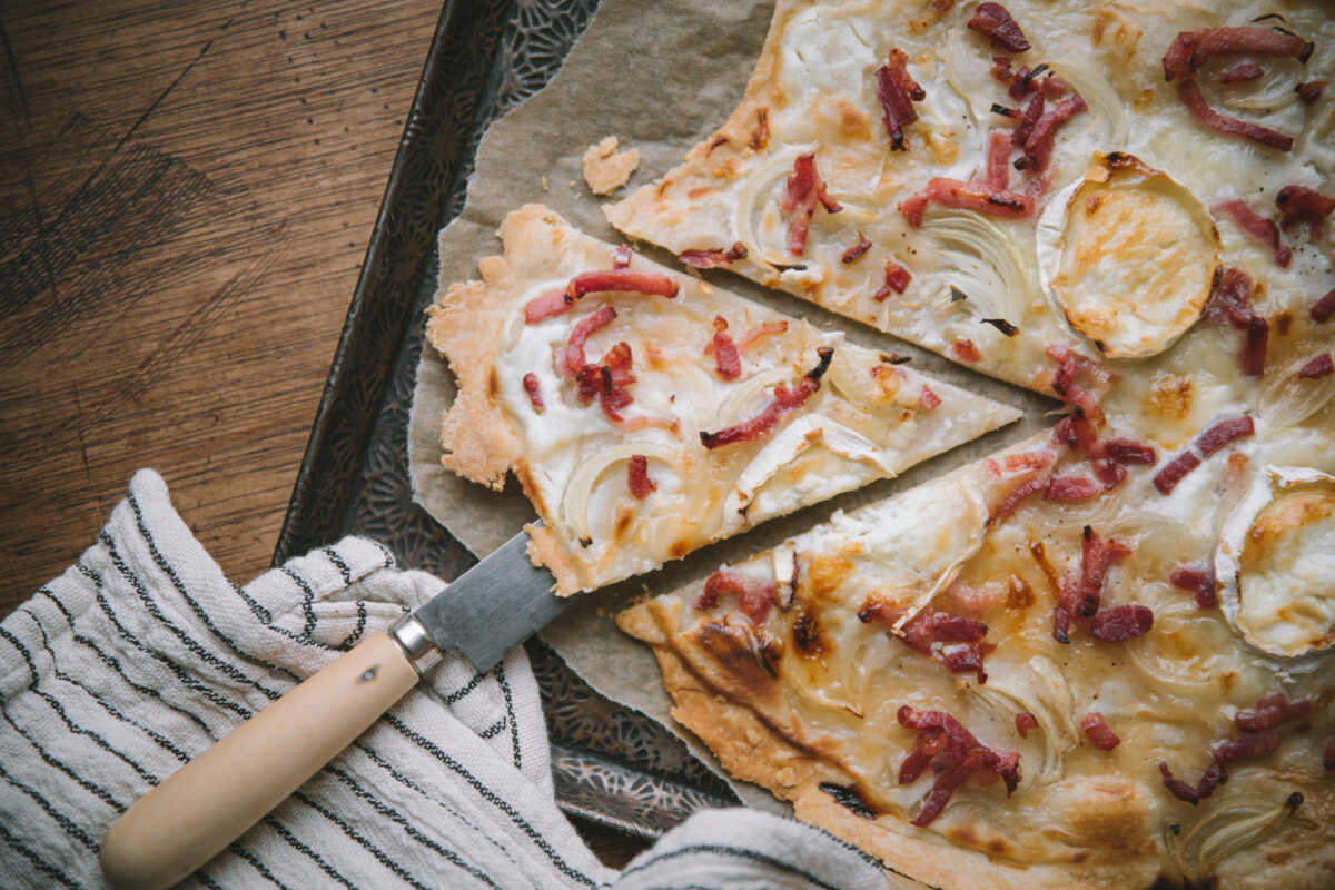 Flammkuchen Recipe - Pizza with Bacon and Onion