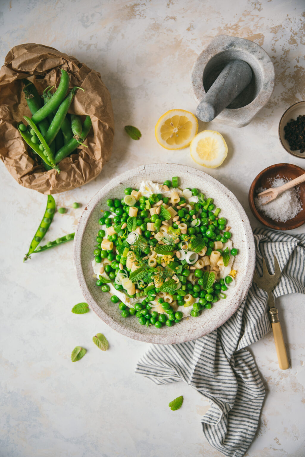 Pâtes à la Ricotta fouettée et petit-pois - Recette - Tangerine Zest
