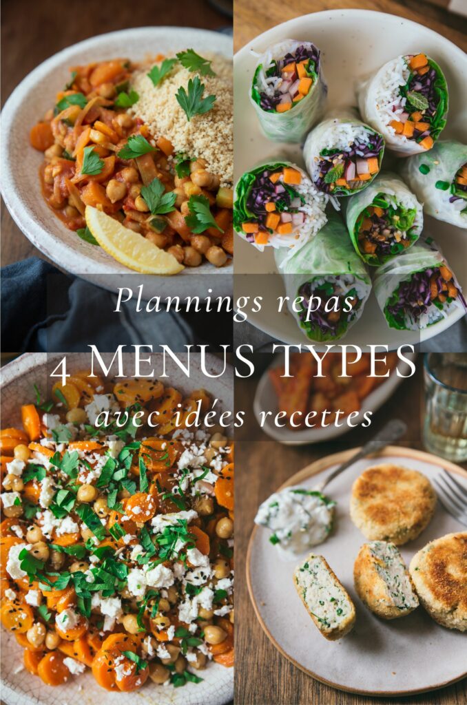 Plannings repas à la semaine : 4 menus types avec idées recettes